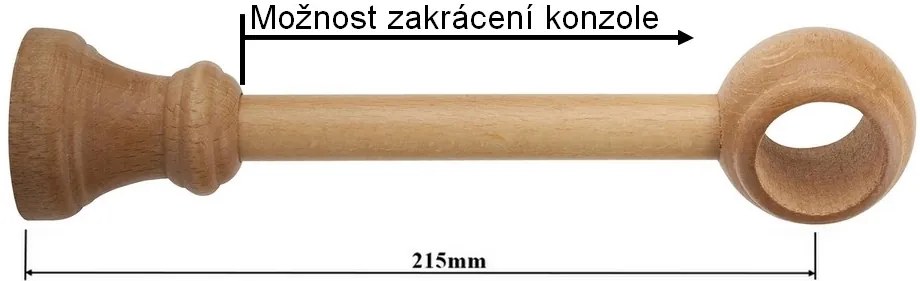 GARNÝŽE-HEBR Garnýž dřevěná dub jednoduchá 360 cm
