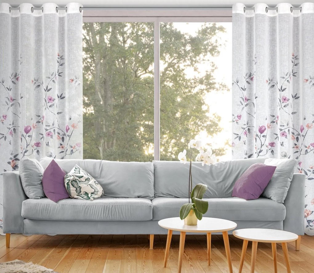 ZÁCLONA NA KROUŽCÍCH ANTEA 140X250 CM KVĚTY