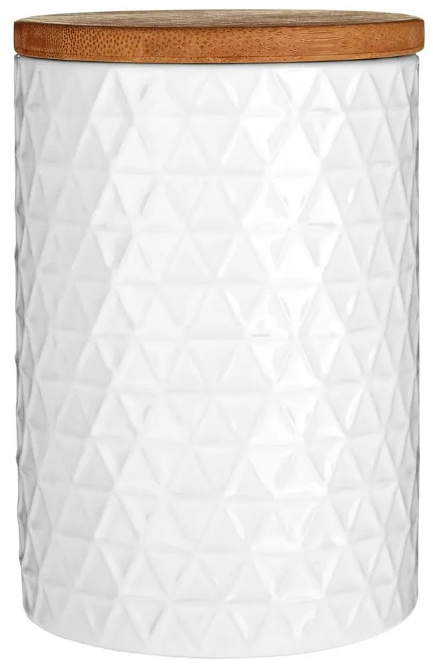 Bílá dóza s bambusovým víkem Premier Housewares White Tri Canister, ⌀ 10 cm