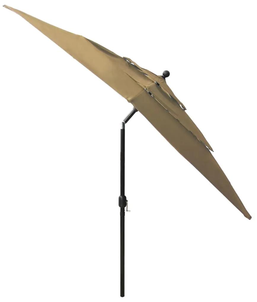 vidaXL 3stupňový slunečník s hliníkovou tyčí taupe 2,5 x 2,5 m