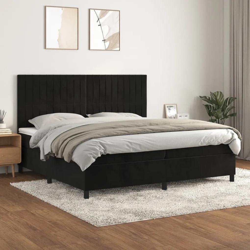 Box spring postel s matrací černá 200x200 cm samet,  3143165