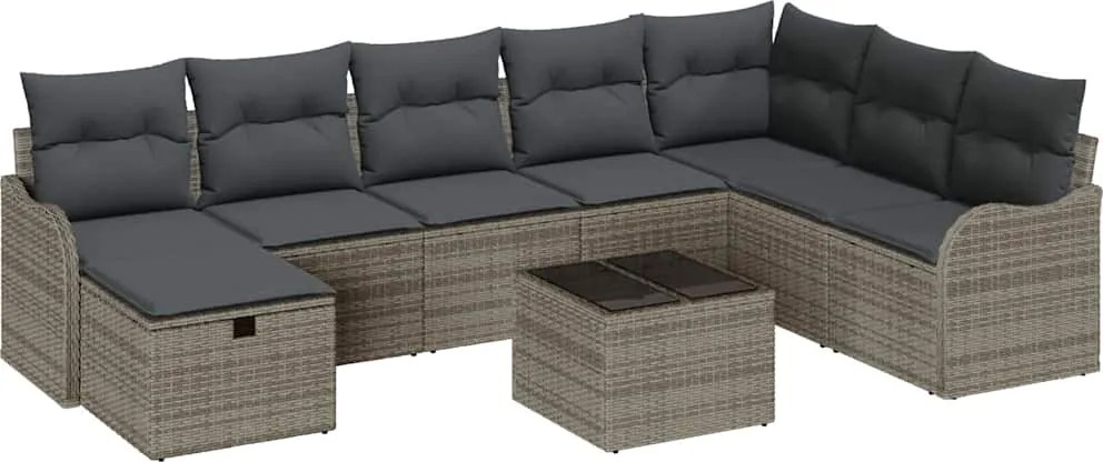 Sada zahradních pohovek 9 ks Šedá polyratan 3360370