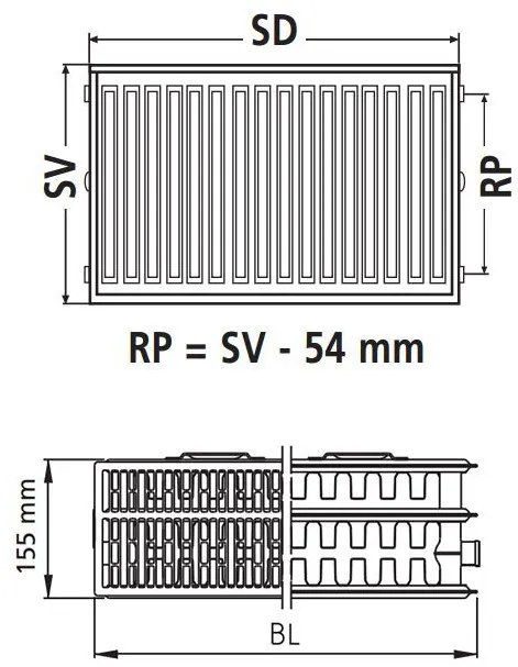 Kermi Therm X2 Profil-kompakt deskový radiátor pro rekonstrukce 33 554 / 1100 FK033D511