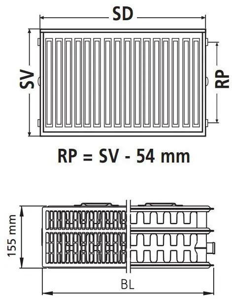 Kermi Therm X2 Profil-kompakt deskový radiátor pro rekonstrukce 33 554 / 1200 FK033D512