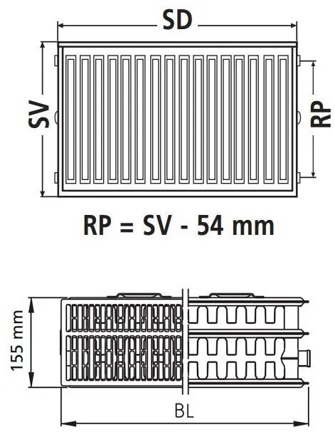 Kermi Therm X2 Profil-kompakt deskový radiátor pro rekonstrukce 33 554 / 1400 FK033D514