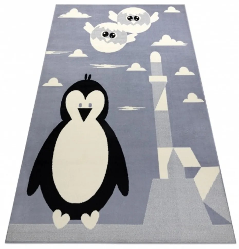 Dětský kusový koberec PP Tučňák šedý, Velikosti 140x190cm