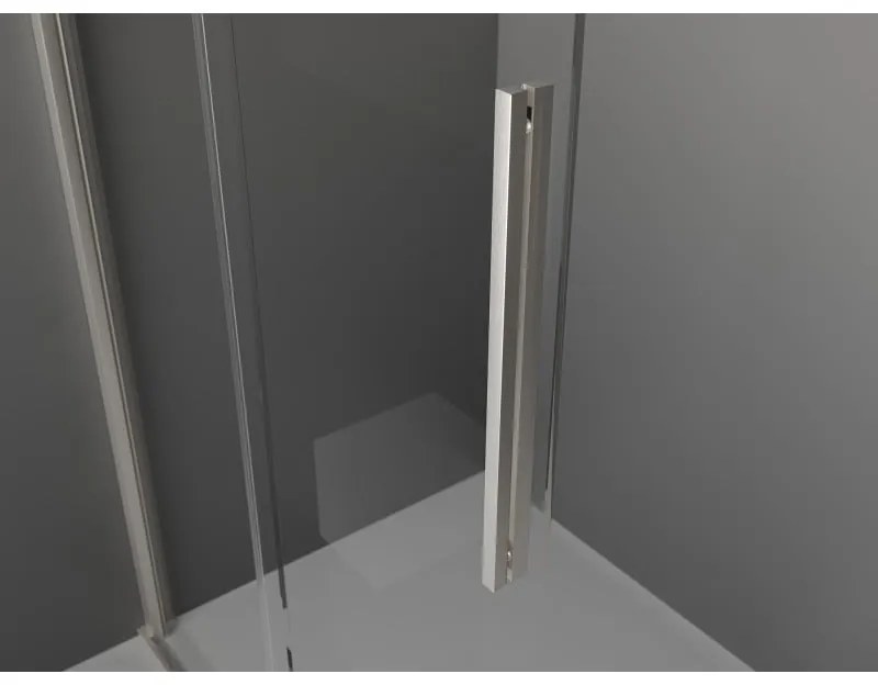 Mexen Velar, sprchová zástěna s posuvnými dveřmi Walk-in 140 x 200 cm, 8mm čiré sklo, broušená ocel, 871-140-000-03-97