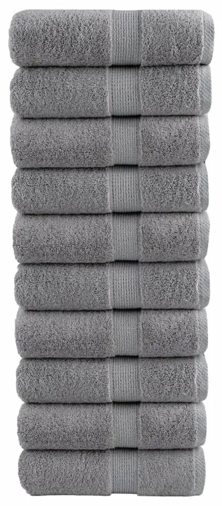 Prémiové ručníky pro hosty SOLUND 10 ks šedé 30x50 cm 600 g/m² 137304