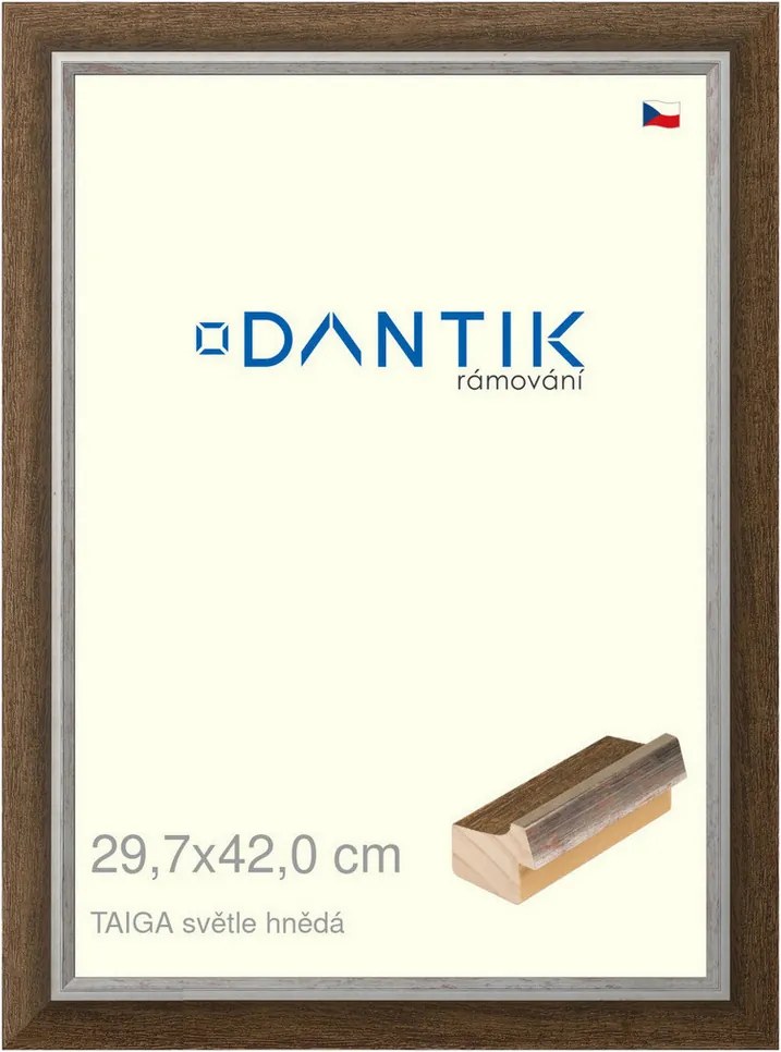DANTIK rámeček 29,7x42 | TAIGA sv.hnědá (Plexi Čiré)