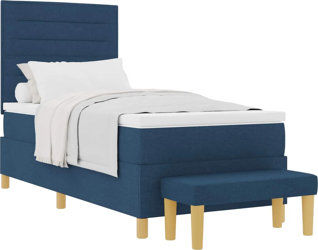 Postel s boxspringem s čelo Modrá 200 x 90 cm textil 3344190