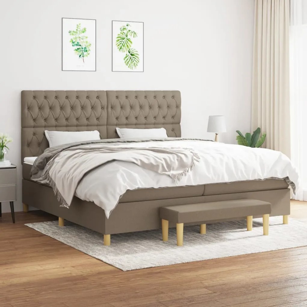 Box spring postel s matrací taupe 200x200 cm textil 3137425