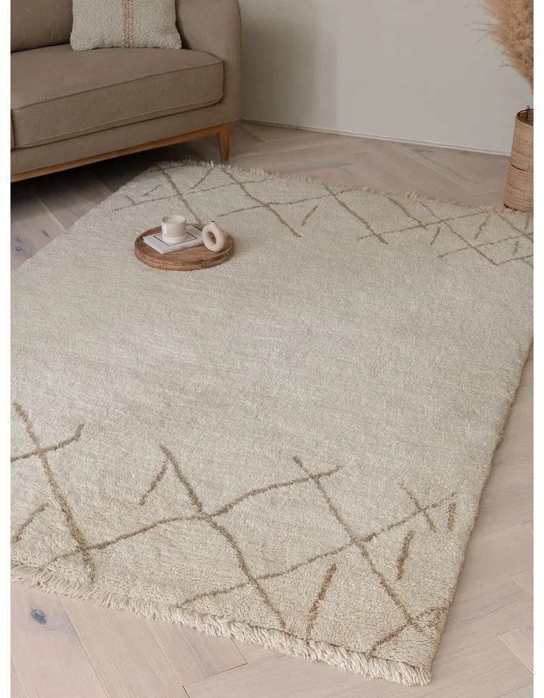 Krémový pratelný/ručně tkaný vlněný koberec 200x290 cm Azera Crosshatch – Asiatic Carpets