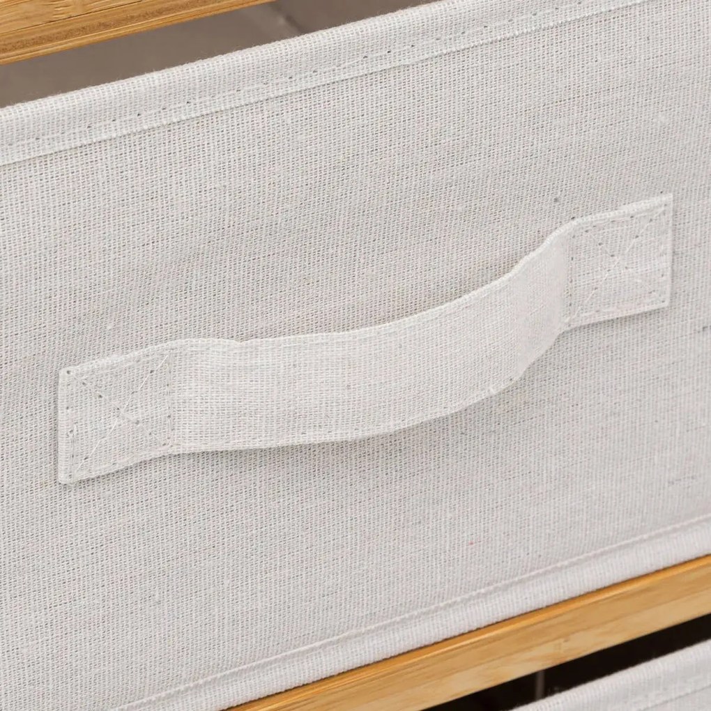 Bambusový regál TIDY s textilními košíky, výš, 78,5 cm