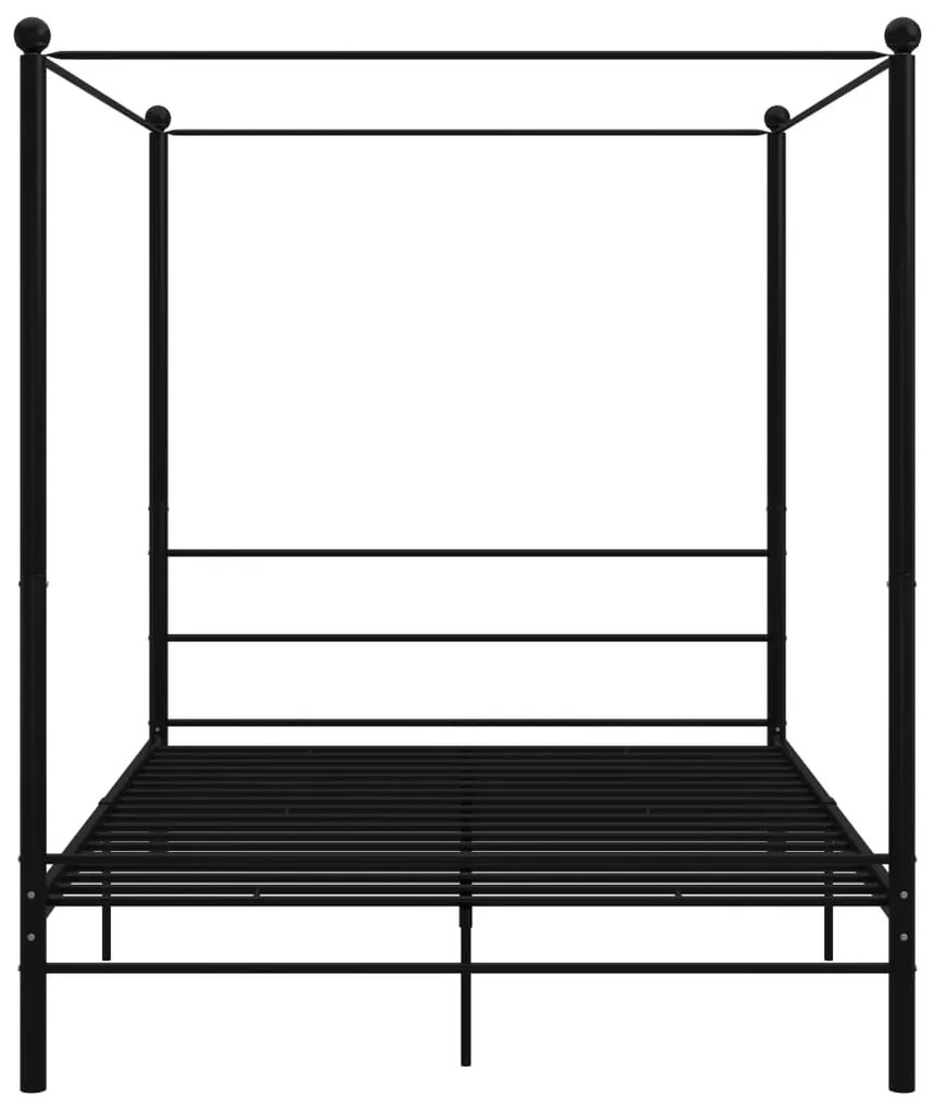 Rám postele s nebesy černý kovový 160 x 200 cm,  325063