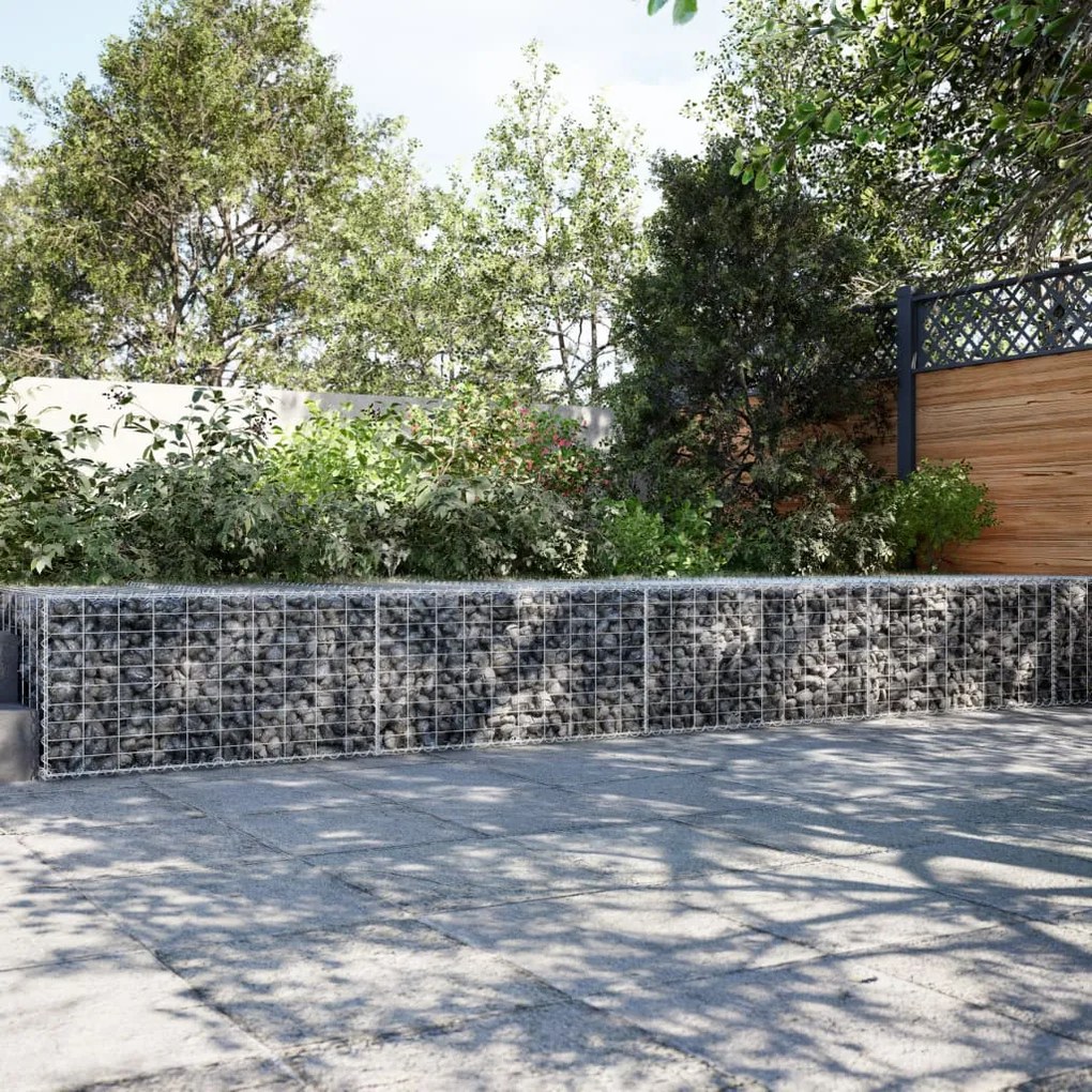 Gabionový koš s víkem 700 x 100 x 50 cm pozinkované železo 3295184