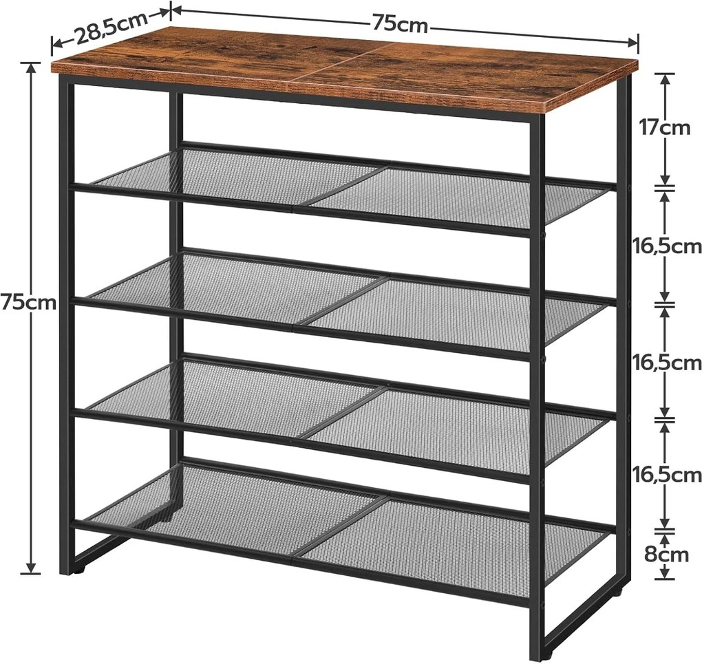 Botník Vasagle Mugy 75 cm černý/hnědý