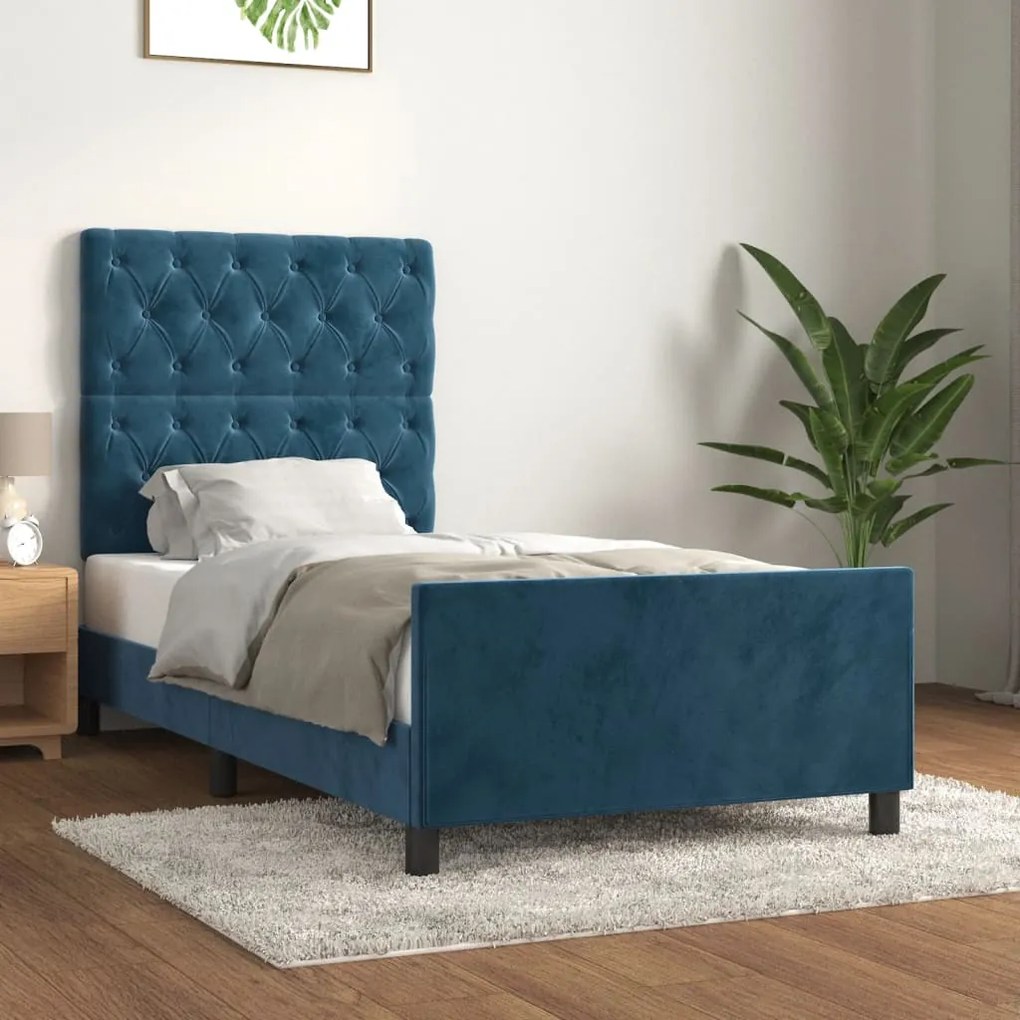 Rám postele bez matrace tmavě modrý 80x200 cm samet 3125908