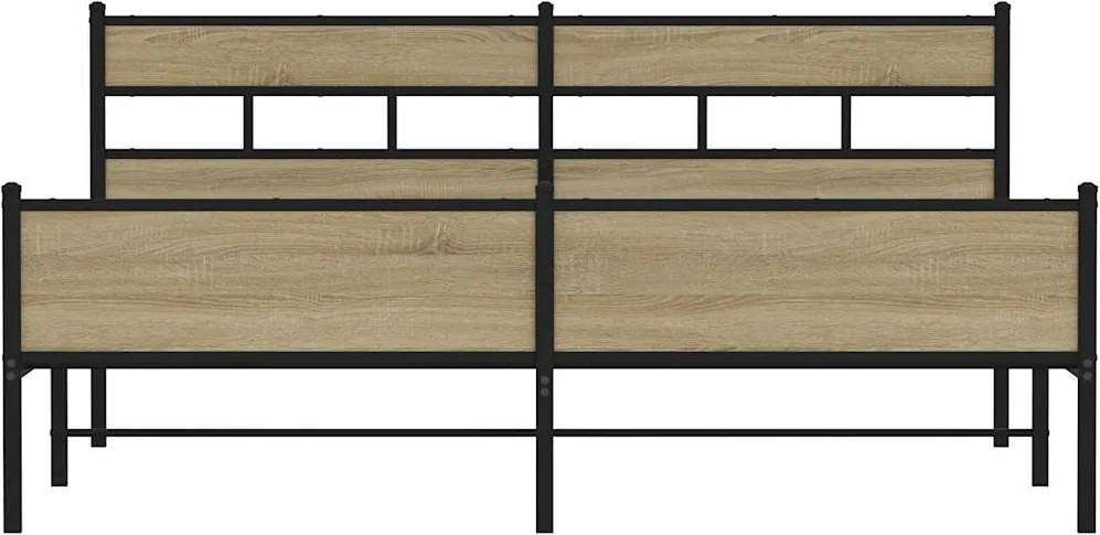 Kovový rám postele bez matrace dub sonoma 183 x 213 cm 3308505