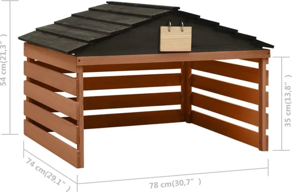 vidaXL Garáž na robotickou sekačku 78x74x54 cm jedlové dřevo [315301] Barva: Černá a hnědá