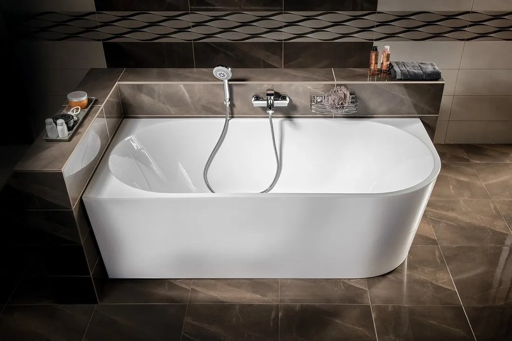 Aqualine Aqualine, TIBERA L rohová stojící vana 170x80cm, bílá, E1026