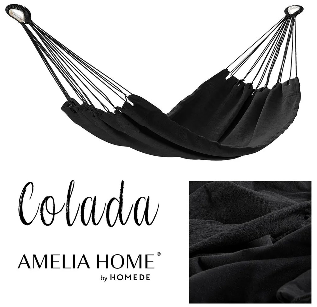 AmeliaHome Houpací síť Colada černá, velikost 240x80