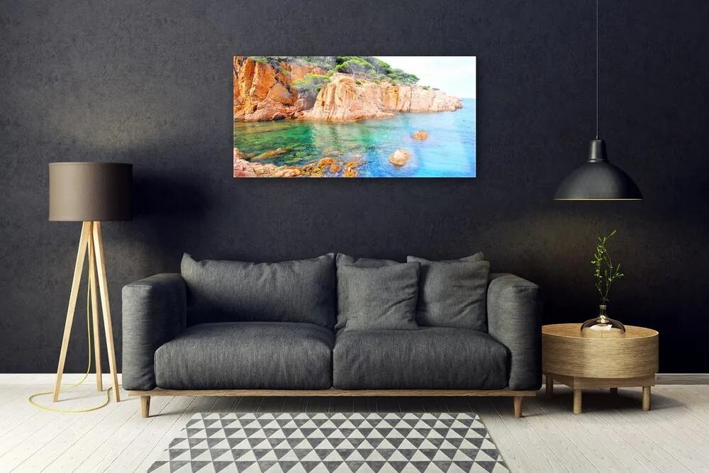 akrylový obraz Skály Moře Krajina 100x50 cm