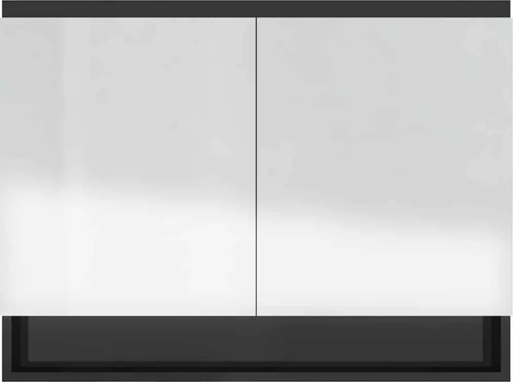 Koupelnová skříňka se zrcadlem 80 x 15 x 60 cm MDF zářivě černá 331531