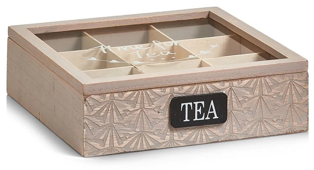 Dřevěný box na čaj, 9 přihrádek, ZELLER