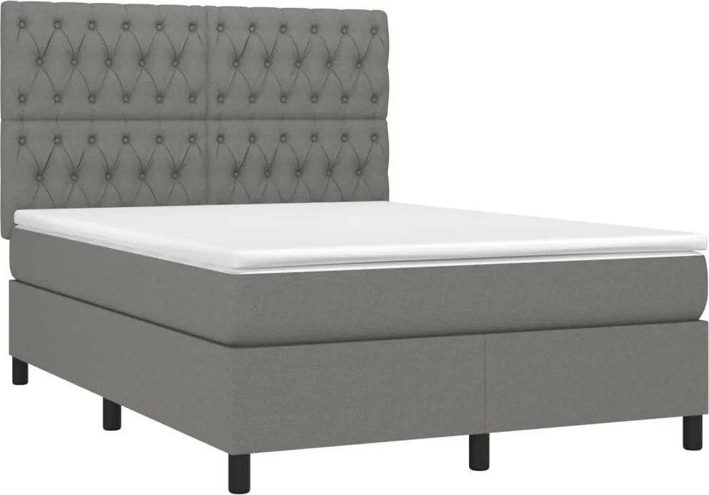 Box spring postel s matrací tmavě šedý 140 x 190 cm textil 3142010