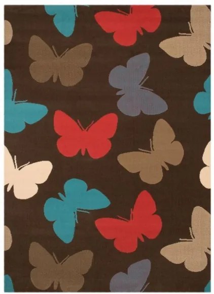 Hans Home | Kusový koberec Bambini 103071 Schmetterlinge 140x200 cm, hnědý
