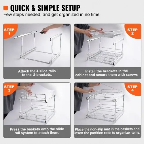 2-vrstvý 33 cm š × 53,3 cm D výsuvný organizér do skříňky