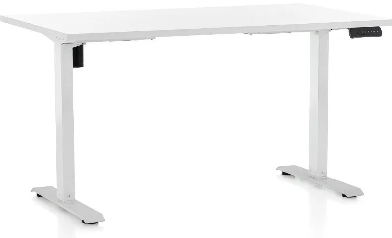 Výškově nastavitelný stůl OfficeTech B, 120 x 80 cm, bílá podnož, bílá