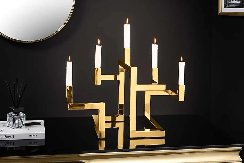 Elegantní svícen Amber zlatý 50cm