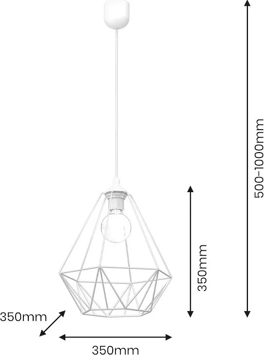 Závěsné svítidlo Basket, 1x bílé drátěné stínítko, w