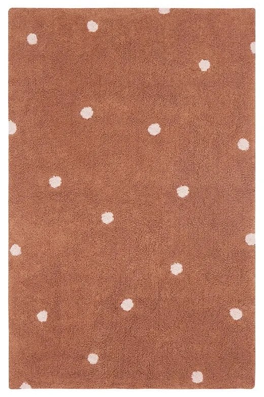 Pratelný ručně tkaný bavlněný dětský koberec v cihlové barvě 100x150 cm Mini Dot Chestnut – Lorena Canals