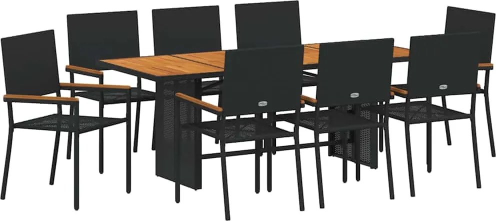 Zahradní jídelní souprava 9 ks Černá polyratan 3365432