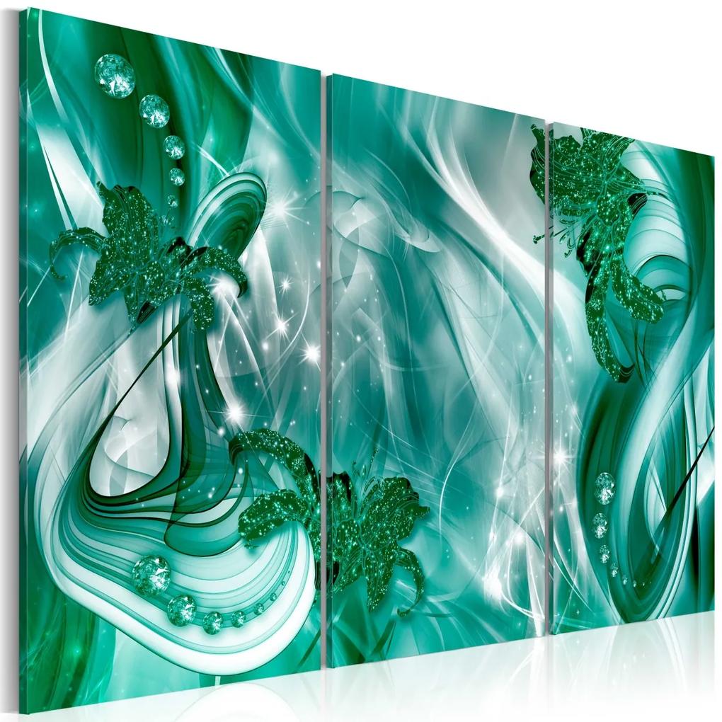 Murando DeLuxe Třídílný obraz - zelený prach Velikost: 90x60 cm