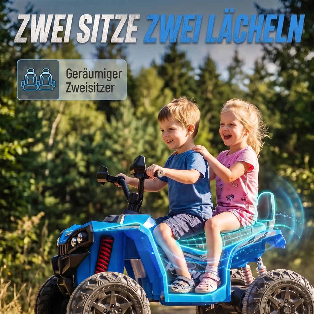 AIYAPLAY Dětská elektrická čtyřkolka pro dva, modrá