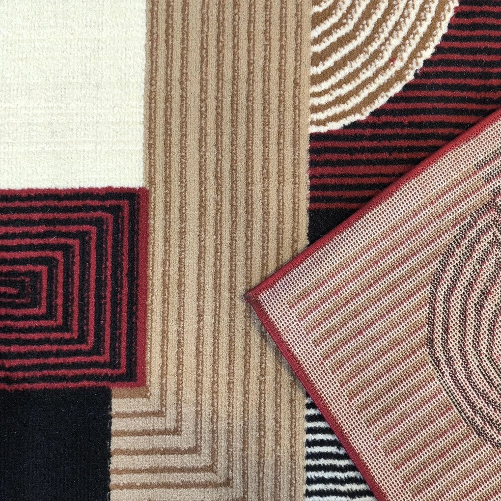 DY Červený koberec s geometrickým vzorem Alfa 18 Rozměr: 40x60 cm