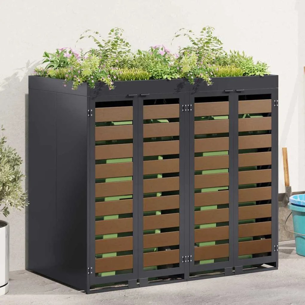 Úložný box na 2 popelnice Ocel Antracit 3394773