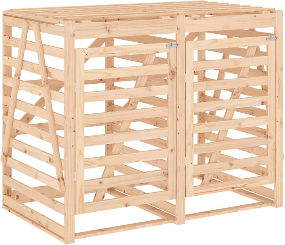 Úložný box na dvě popelnice masivní borové dřevo 3157685
