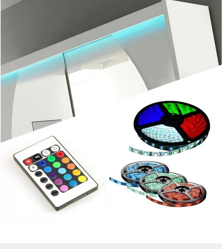 ADRK Furniture Posuvná skříň se zrcadlem a LED osvětlením INESS 150 ADRK-SW-INE-T-150+L