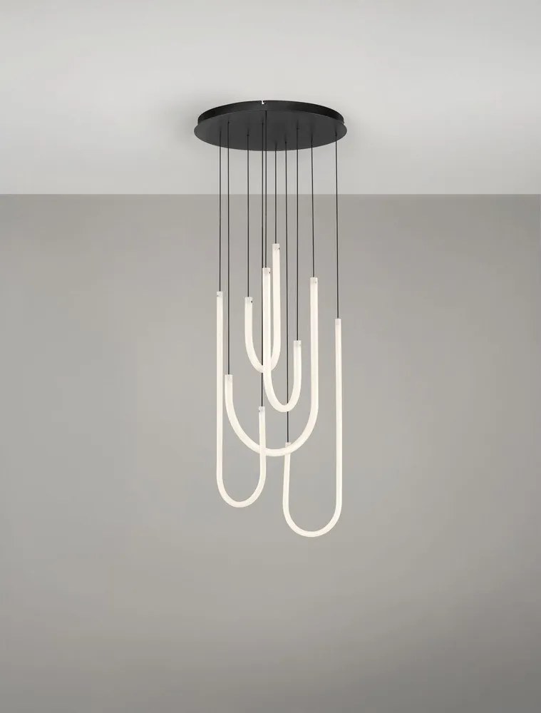 Bílé/matně černé ocelové LED stmívatelné závěsné svítidlo se stínidlem z akrylového skla ø 50 cm Topaz – Nova Luce