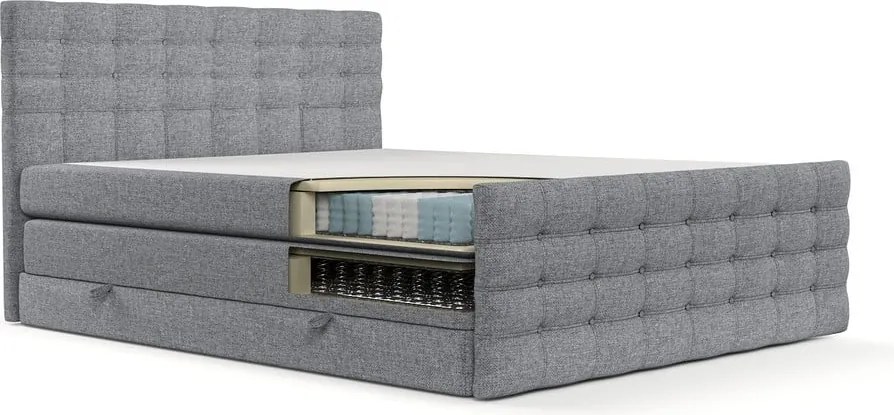 Šedá boxspring postel s úložným prostorem 200x200 cm Blend – Maison de Rêve