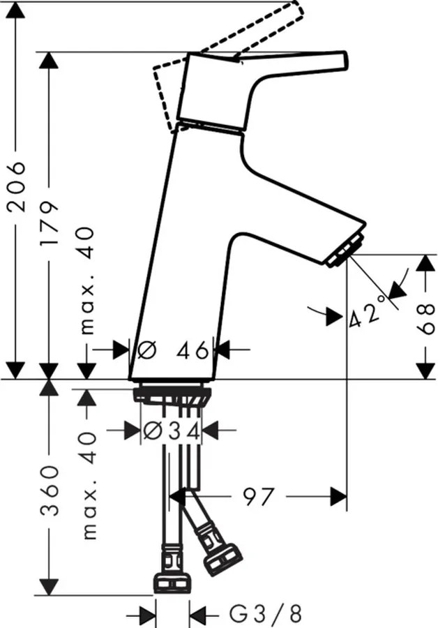 Hansgrohe Talis S, páková umyvadlová baterie 80 CoolStart bez odtokové soupravy, chromová, 72014000