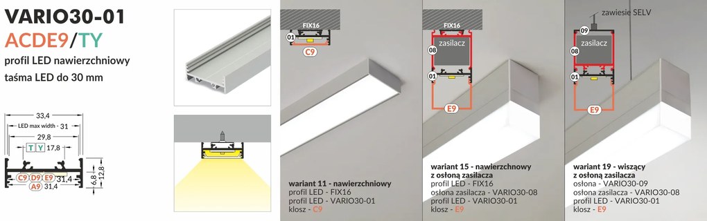 DANLUX LED profilové svítidlo přisazené/zavěšené/zapuštěné lineární 2m, 7500lm Teplota světla: 4000K, Barva materiálu: Bílá, Typ montáže: Zavěšená