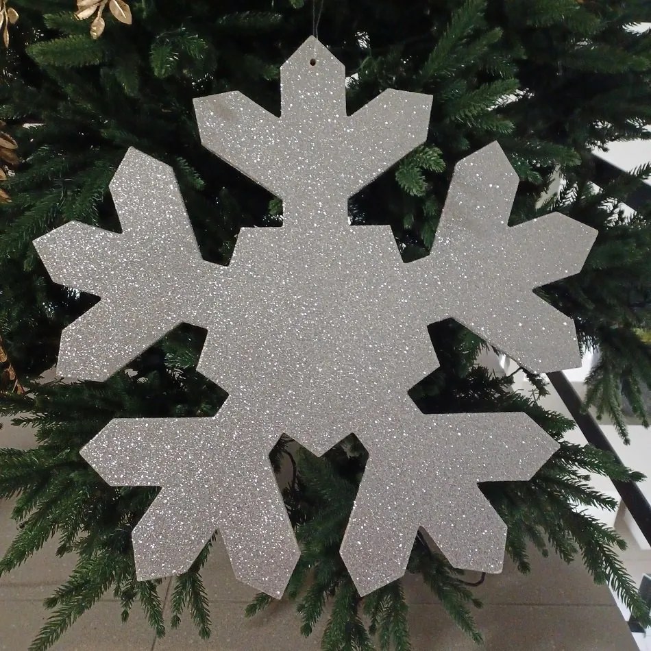Vánoční ozdoba vločka I, pr. 80 cm, stříbrná, překližka, venkovní
