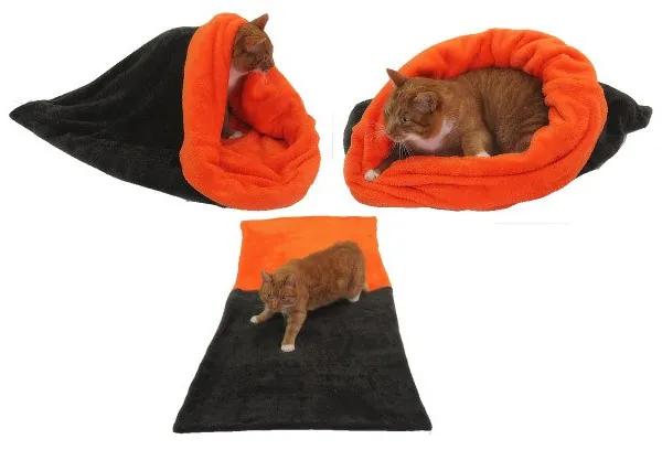 Marysa pelíšek 3v1 pro kočky, tmavě šedý/oranžová, velikost XL