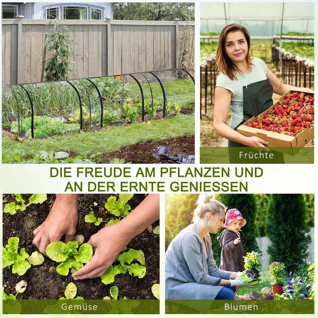 Fóliový skleník Outsunny Skleník s dveřmi 350 x 100 x 80 cm, průhledné PVC pro pěstování rostlin a chladicí rám, robustní ocelový rám, zelený