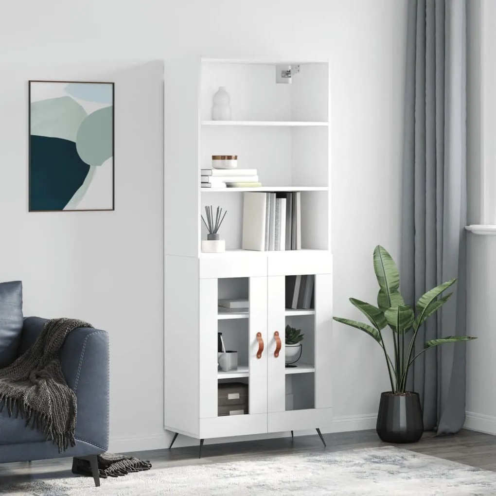 Skříň highboard bílá 69,5 x 34 x 180 cm kompozitní dřevo